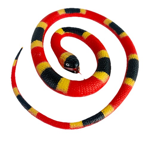 Vintage 3’ Rubber Coiled CORAL SNAKE Black Red Yellow Stripes Bands ...