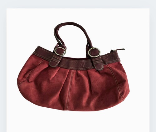 Payless Handbag Burgundy Faux Suede Faux Leather Shoulder Purse Mod ...