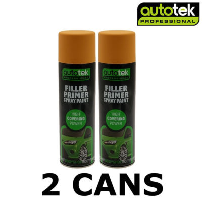 2x AUTOTEK Professional Filler Primer 500ml Spray Paint Yellow High ...