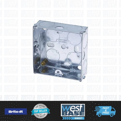 Single 1 Gang 25mm Metal Pattress Back Box Steel Electrical Wall Socket ...