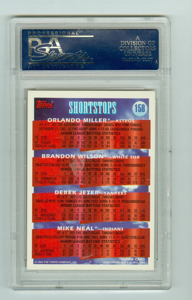 Derek Jeter 1994 Topps Shortstops Prospects Card #158 Yankees PSA ...