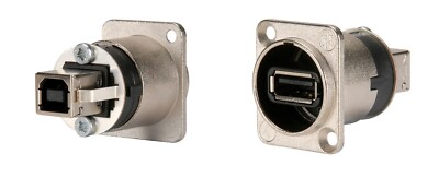 (2) Two Genuine NEUTRIK NAUSB-W Panel Mt. Reversible USB Gender Changer ...