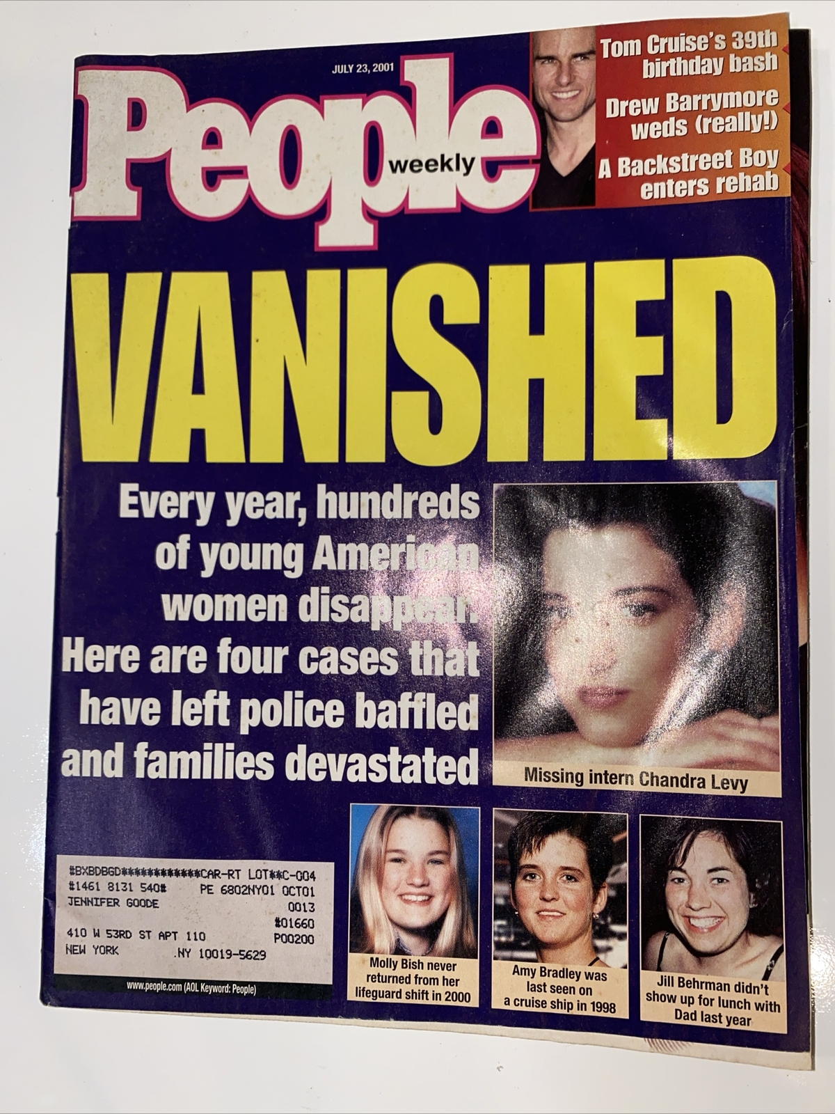 People Magazine July 23, 2001 - Vanished - Tom Cruise - Drew Barrymore ...