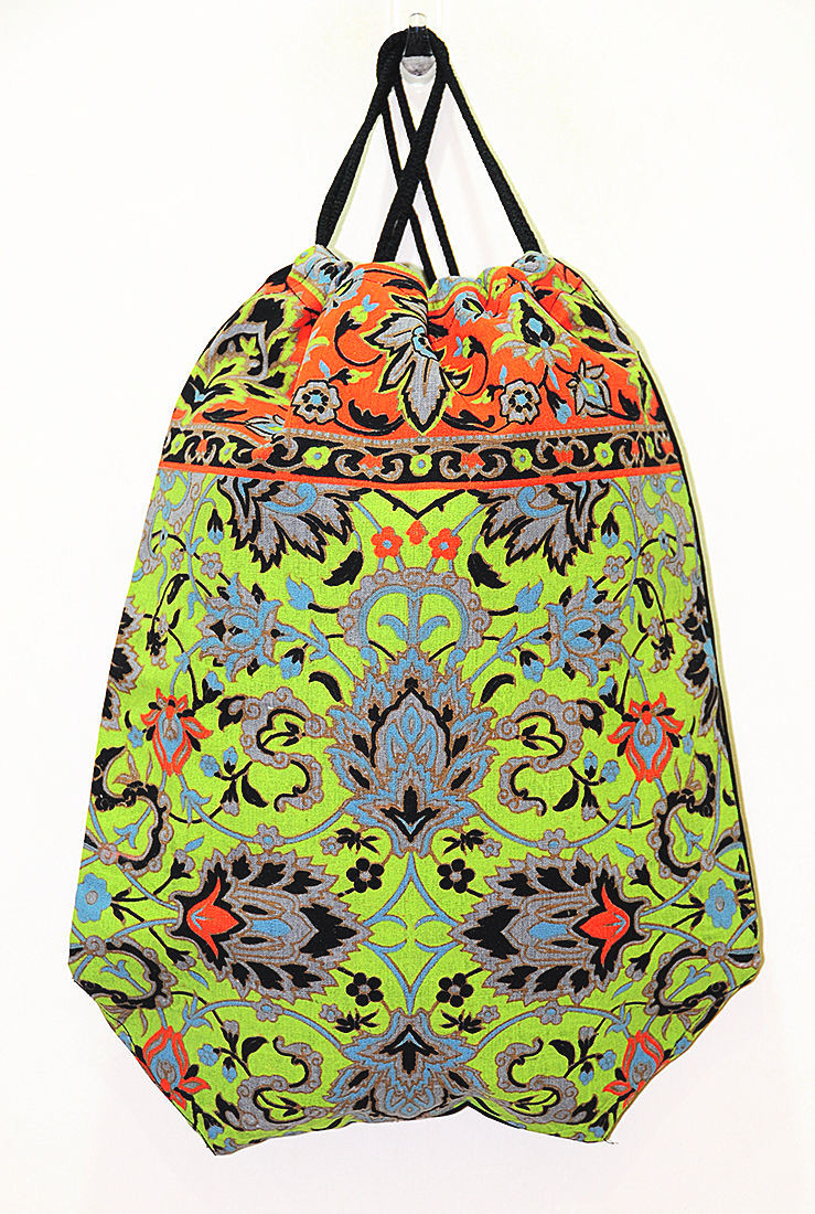 SALE Thai Hippie Backpack Purse String Bag Handmade Flower Print Twin ...