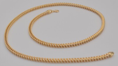 18K Yellow Gold Franco Box Link Chain Necklace White Pave 21.25 inch 3. ...