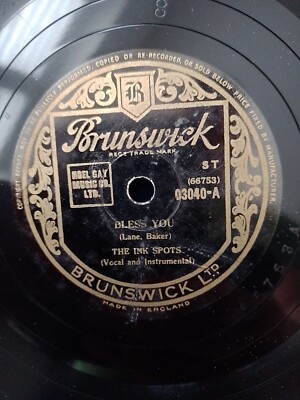 The Ink Spots ‎– Bless You / Thoughtless - Brunswick- 03040 - 78rpm ...