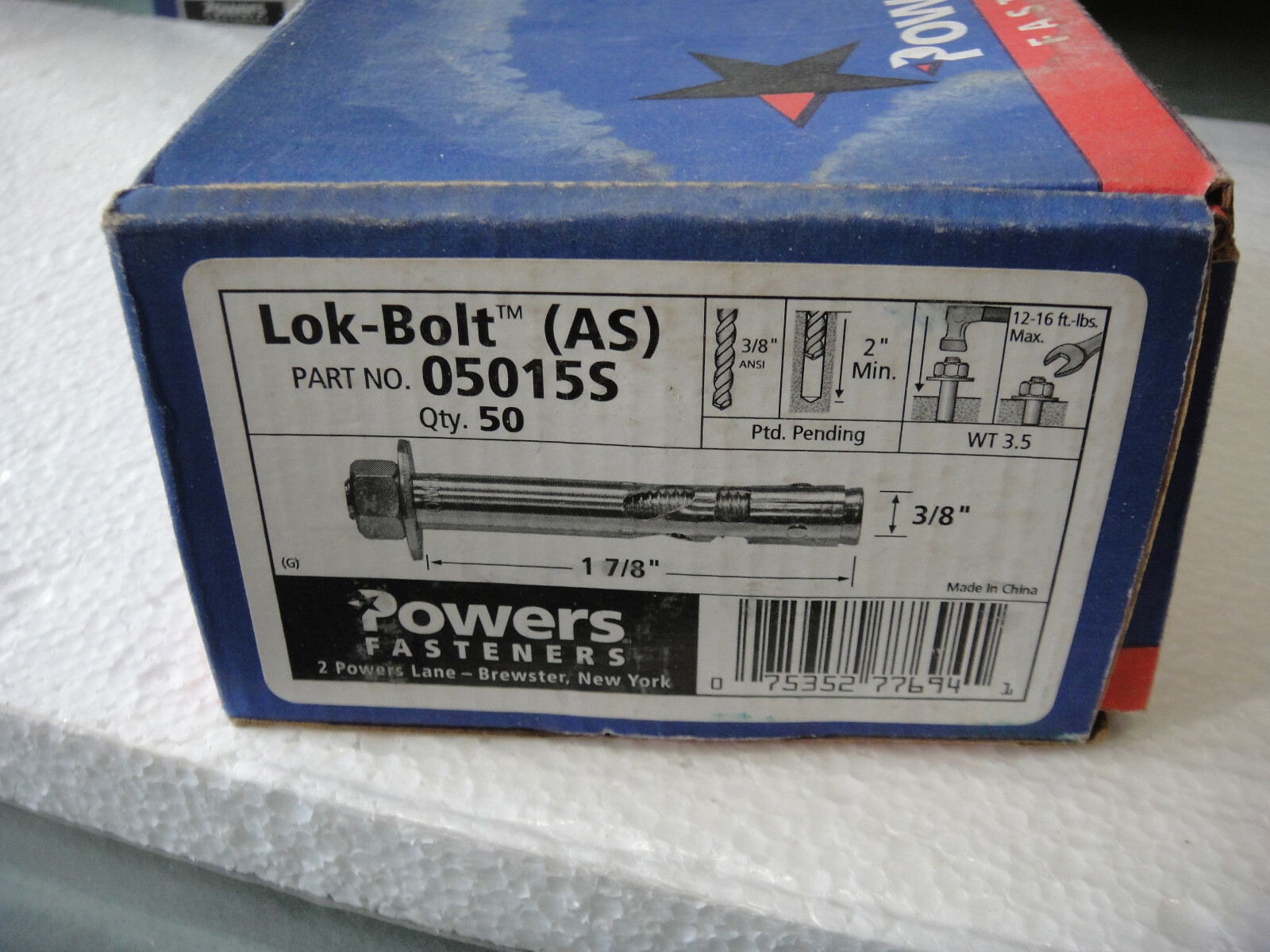 1 Box of Power Fasteners Lok-Bolt # 05015S | eBay