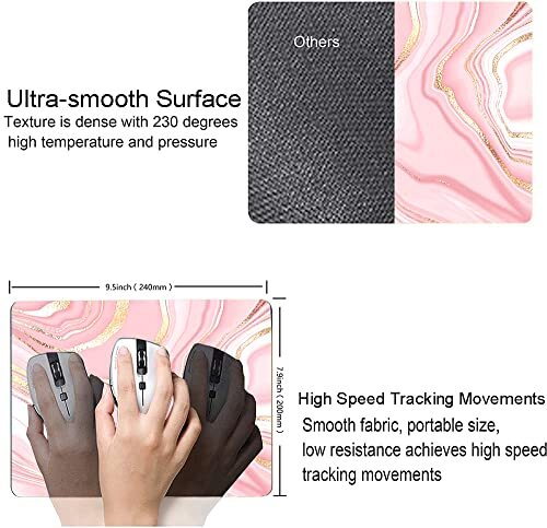 Cute Mouse Pad, Pink Gold Marble Mouse Pad, Square Personalized 11 Pink ...