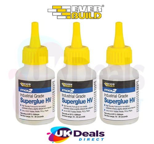 3 x 50g Everbuild Industrial HV High Viscosity SuperGlue Super Glue ...
