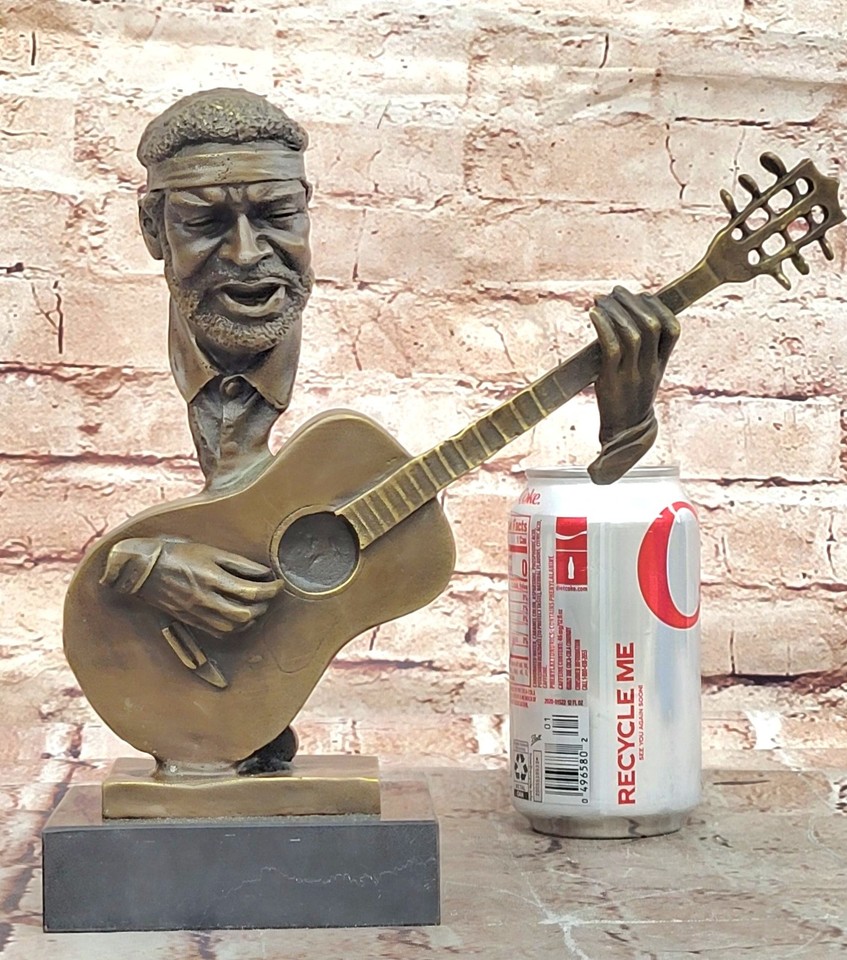 Art Deco Large Music Musician Guitar Player Jazz Bronze Figurine Statue ...