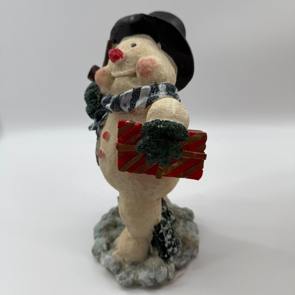 Vintage Snowman Figurine Top Hat Pipe Gift Christmas Decor Festive ...