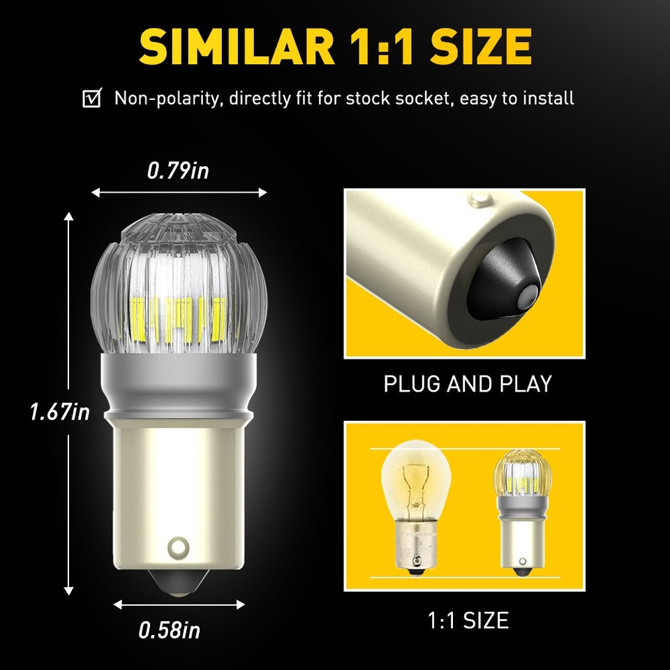 1156 5007 5008 LED For Backup Light Reverse DRL 6000K Light White ...