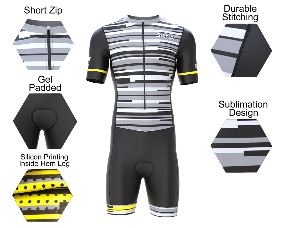 Sikma Men’s Sublimated Cycling Skinsuit Gel Padded One Piece Tri Suit | eBay UK