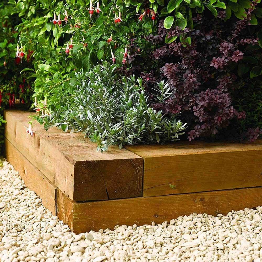 Landscape Timber Border With Blocks Domed Top Border Edging Forest