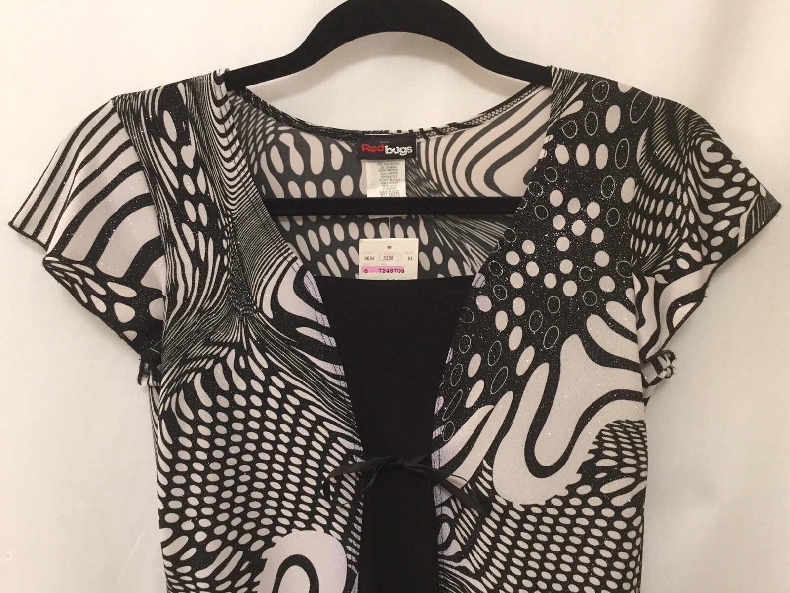 💜NWT-RED BUGS-GIRLS SZ M-CUTE BLACK/WHITE SHORT SLV SHARKBITE HEM ...