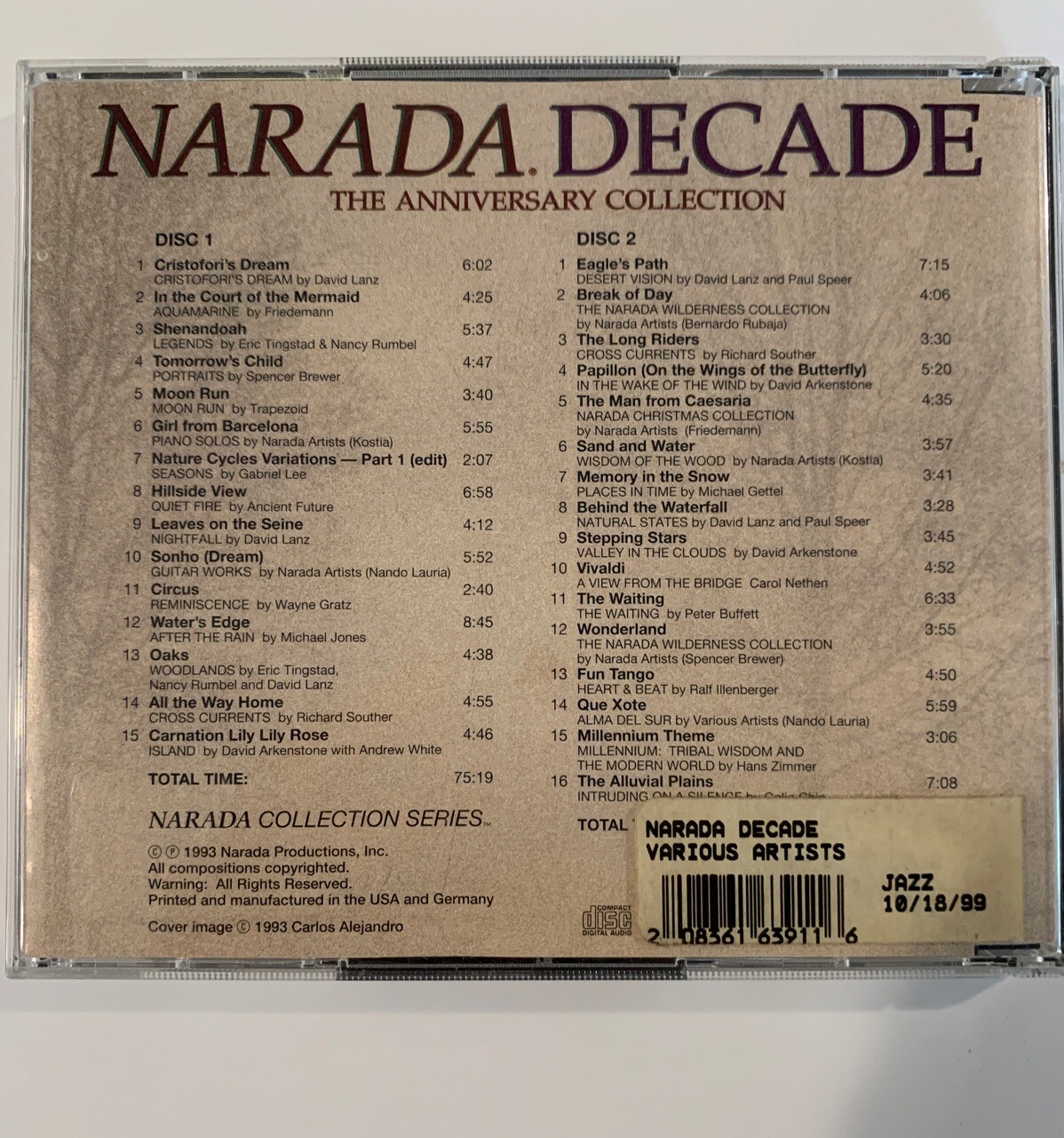Narada Decade: The Anniversary Collection (CD, Apr-1993, 2 Discs ...