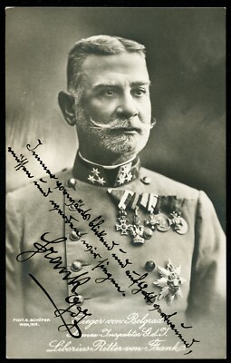 LIBORIUS RITTER VON FRANK AUSTRIAN GENERAL HAND-SIGNED AUTOGRAPH WWI ...