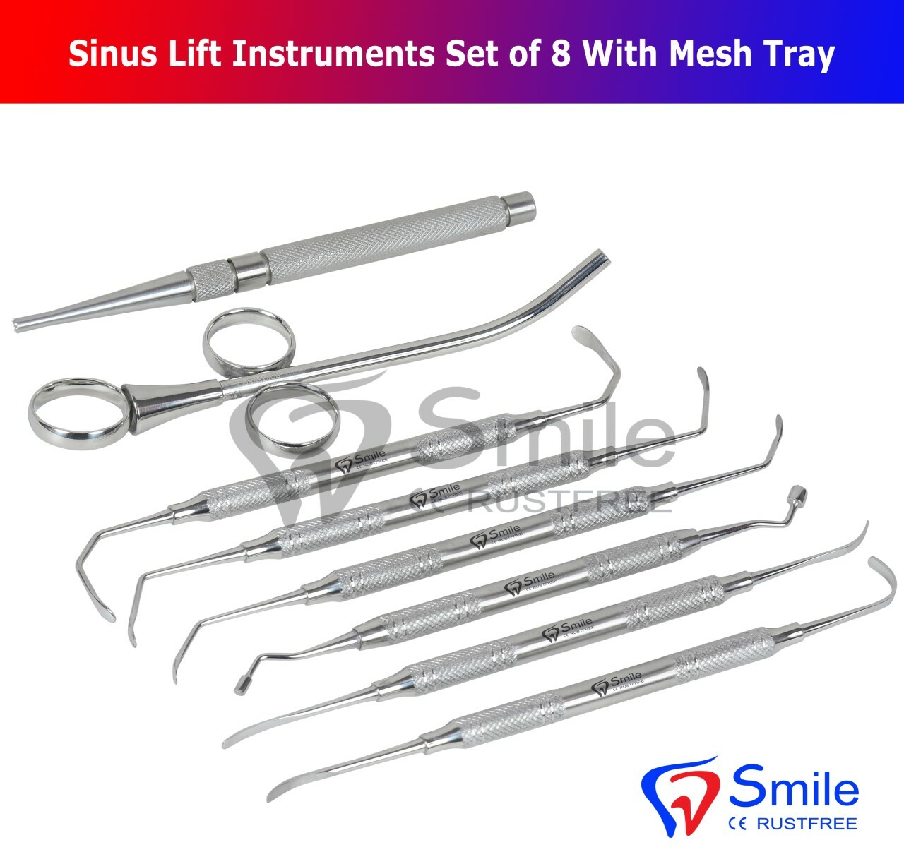Sinus Lift Instruments Set With Wash Tray - Bone Stoppers And Bone ...
