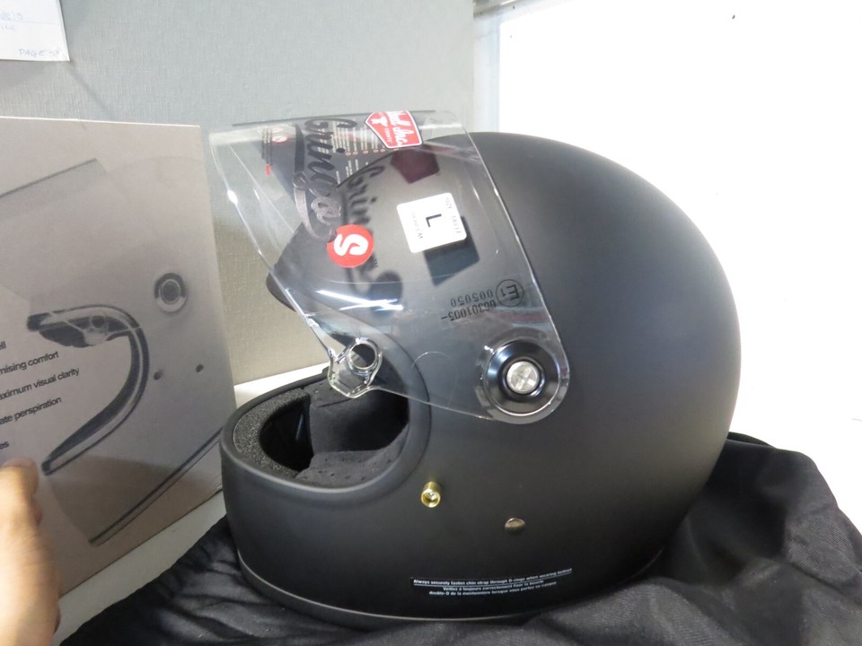 NEW Biltwell Gringo Model S Flat Black Full Face Safety Helmet Size L ...