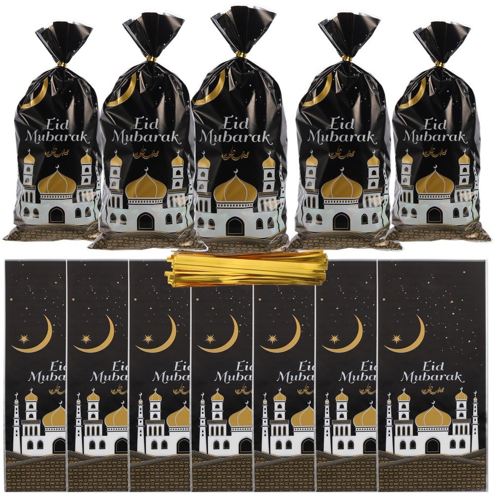 100 pcs Eid Mubarak Party Treat Bags Ramadan Theme Printed Gift Bags ...