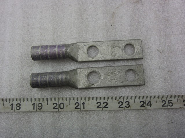 10pcs BURNDY Two-hole Lug Compression Connector Straight Barrel Size 4/ ...