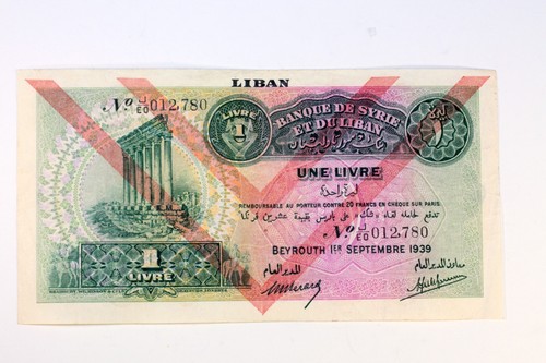 1 Livre 1939 Banknote Lebanon Liban Paper Currency Note | eBay