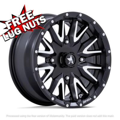 14 inch 14x7 MSA Offroad M49 CREED BLACK MACHINED wheels rims 4x110 -47 ...