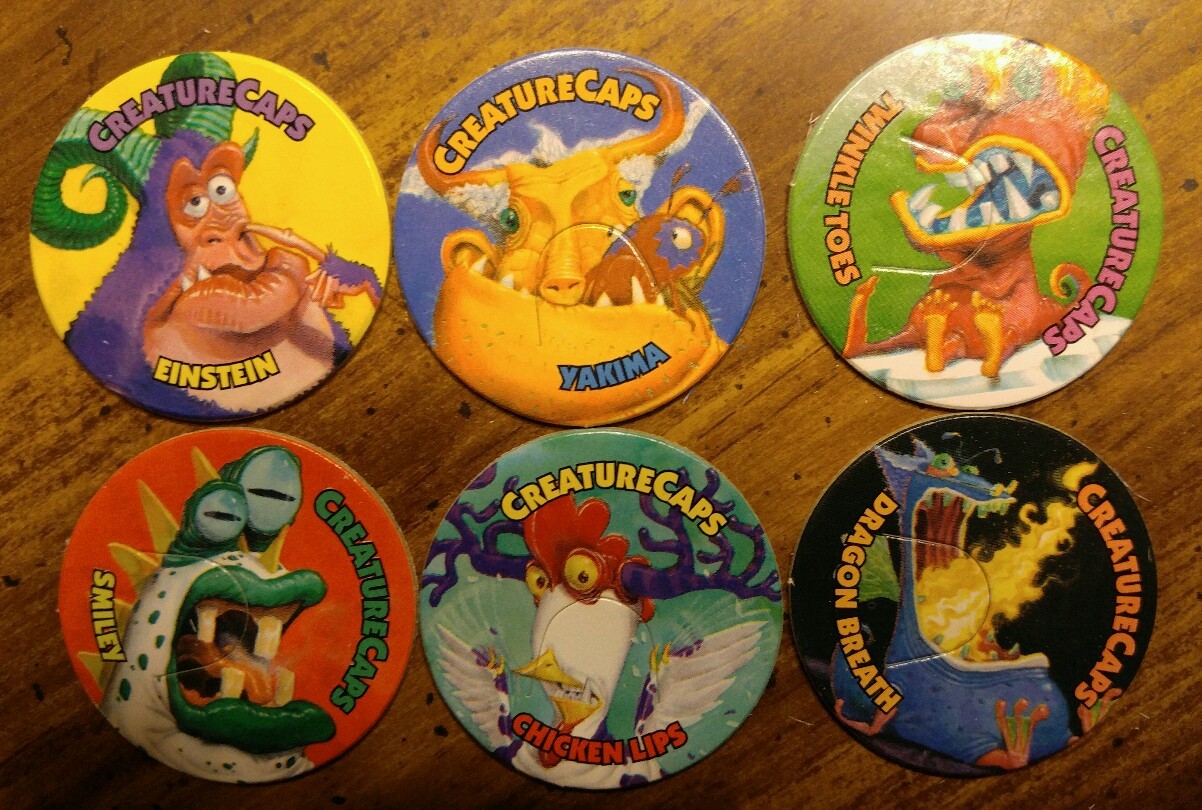 POGS GOLDEN BOOKS RARE DINOSAURS HUBCAPS CREATURE ACTION WILDLIFE CAPS ...
