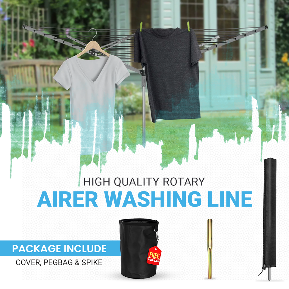 Rotary Airer Garden Clothe Line Dryer 4 Arm Outdoor Washing Line Heavy ...