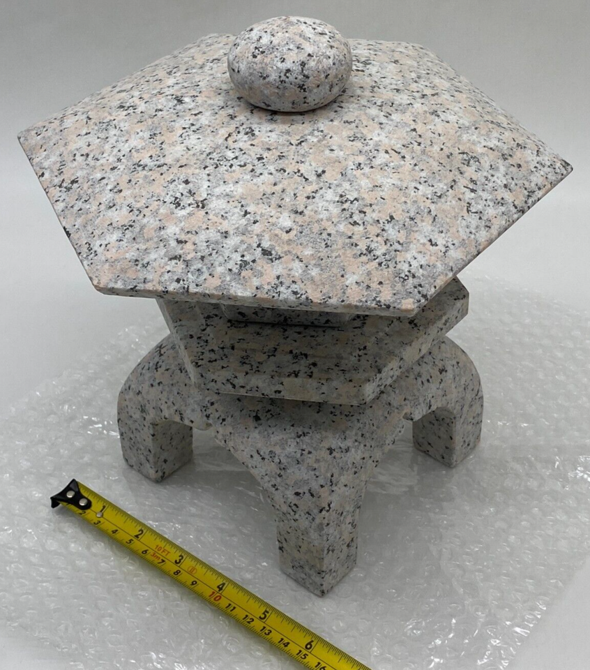 Pink Gray Stone Lantern Tourou Miniature Granite Japanese Garden ...