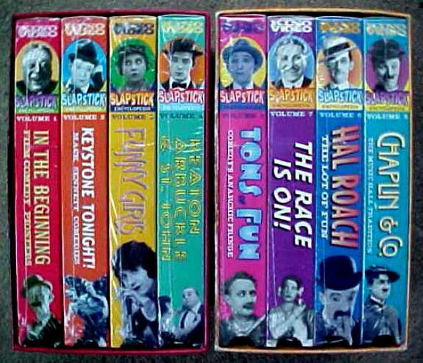 "SLAPSTICK ENCYCLOPEDIA" EIGHT VOLUME SILENT ERA COMEDY VHS LOT....FREE ...