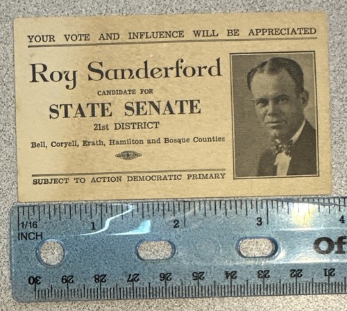 1930s Texas Senate Race Election Roy Sanderford Democratic Party 21st ...