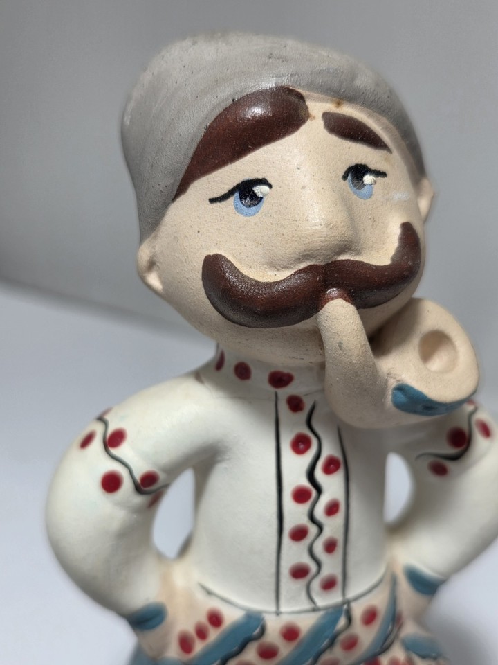 4 Vintage Russian Handcrafted Pottery Figurine Family Painted Clay 5 ...