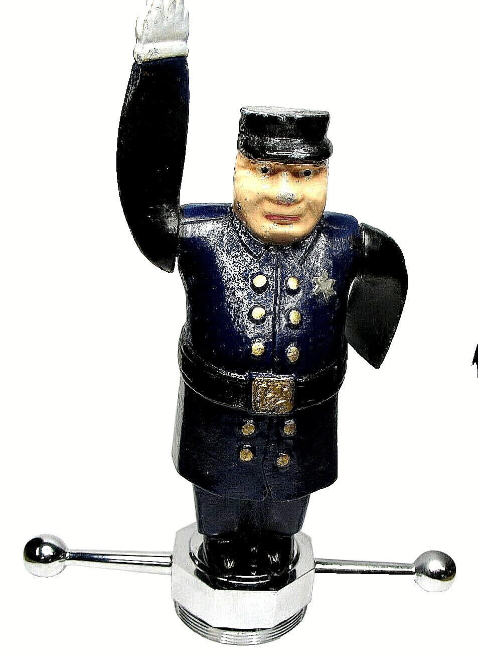 POLICEMAN RADIATOR CAP WHIRLIGIG MASCOT COP ARMS SPIN AS CAR MOVES ...