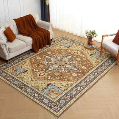 1 pc Vintage Brown Area Rug 5x7, Vintage Living Room Rugs Stain Resi ...