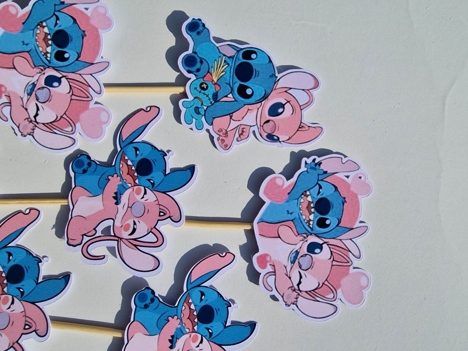 Stitch And Angle Cupcake Toppers x 12 Cake Toppers Birthday Decorations ...