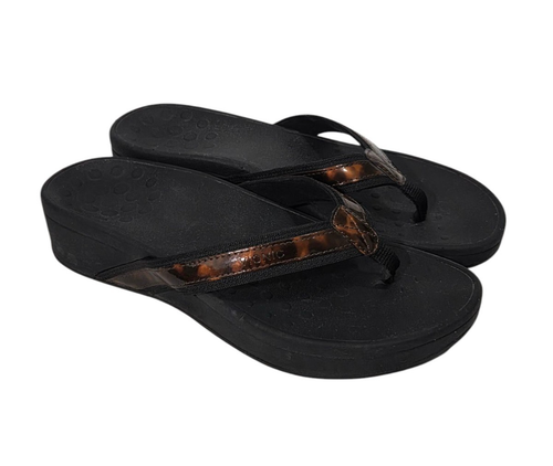 Vionic High Tide Sandals Tortoise Flip Flop Platform Wedge Shoes Womens ...