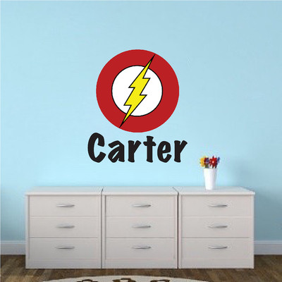Flash Superhero Name Wall Decal DC Comic Decals Justice League Kids ...