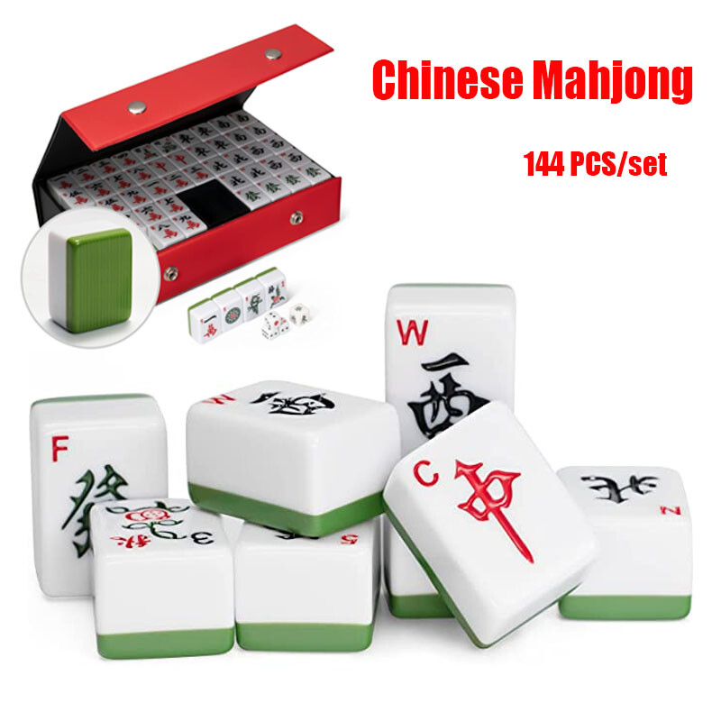 144pcs Chinese MahJong Game Set Retro Mah-Jong Fun Family Board Games ...