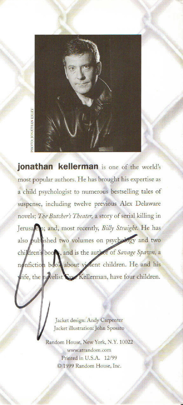 JONATHAN KELLERMAN - Mystery Writer - Monster - Autograph Dust Jacket | eBay