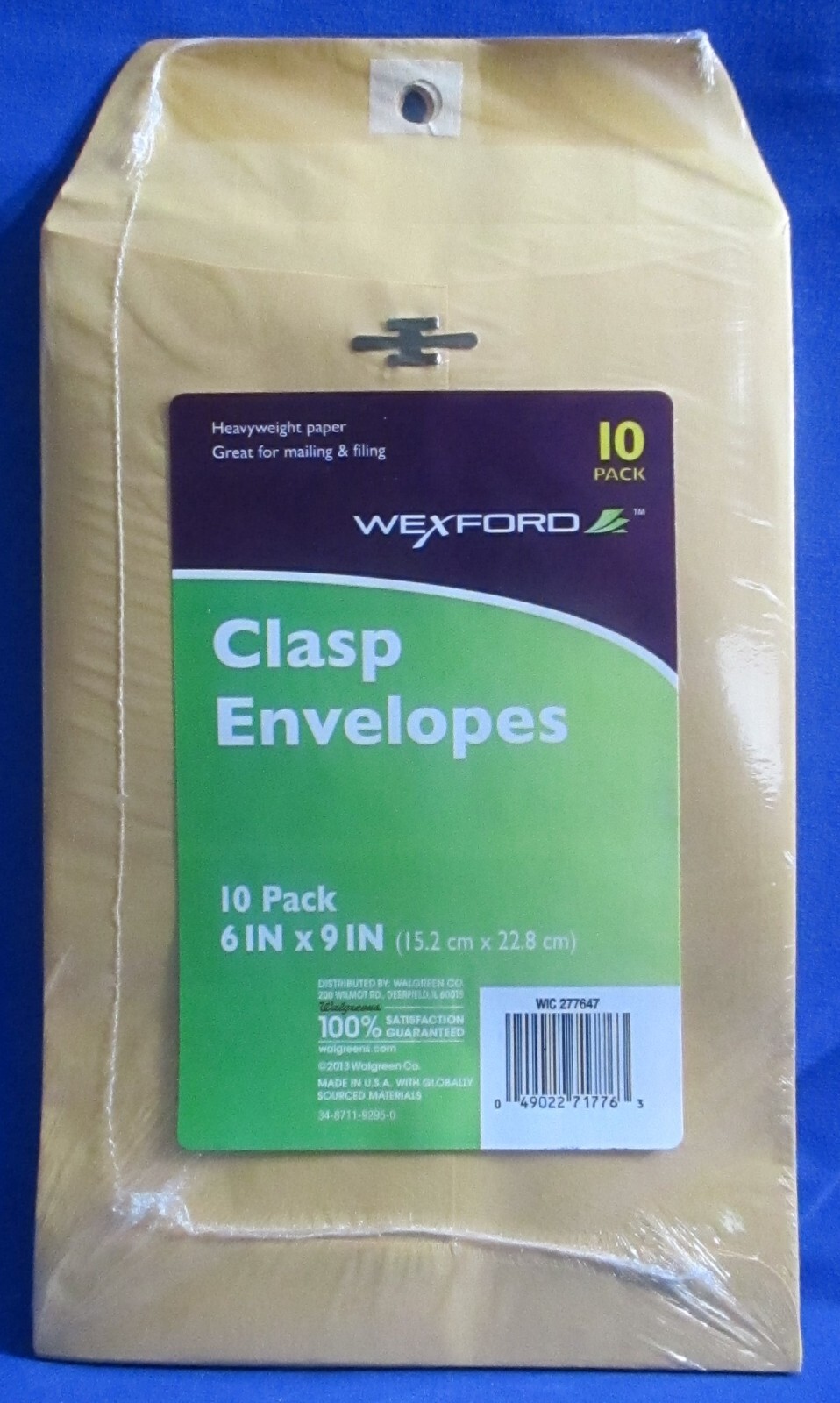 Wexford Manilla Brown Kraft 6x9" (15.2x22.8cm) Clasp Envelope 10 Pack ...