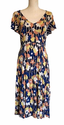 ModCloth Blue Striped Floral Flower Timelessly Lovable Knit Dress Size ...