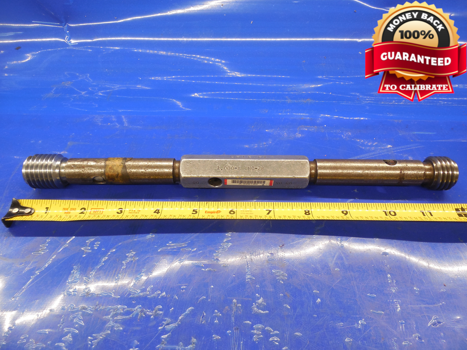 1" 8 UNC 2B EXTRA LONG THREAD PLUG GAGE 1.0 GO NO GO P.D.'S = .9188 ...