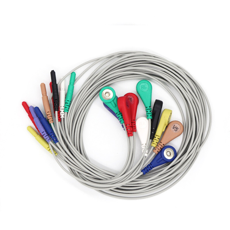 ECG Holter Cable 10-lead EKG Snap wire for Universal DIN 1.5mm Monitor ...