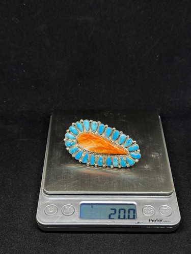 Handmade Native American Navajo orange spiny oyster shell & king man ...