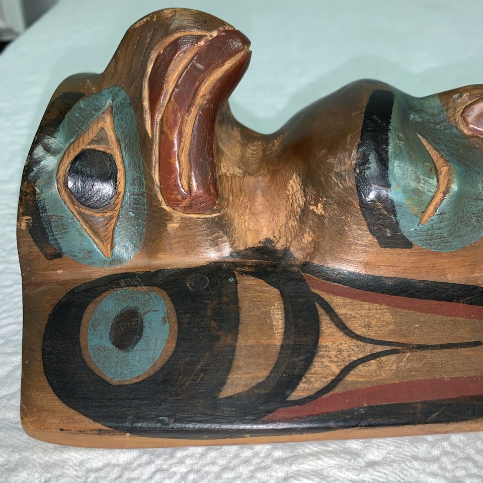 Vintage Carved Wood Northwest Coast Native American Transformation Mask ...