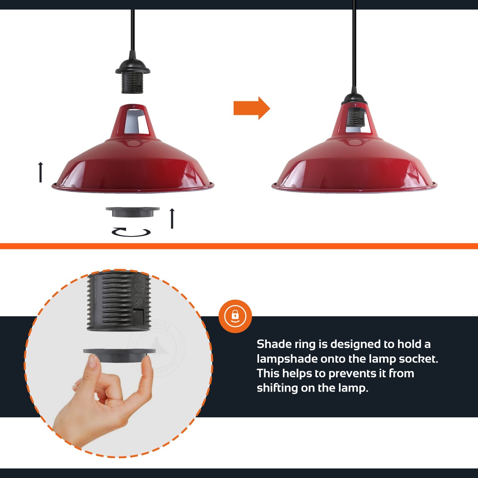 Pendant Light Vintage Industrial Kit - E27 Bulb Holder With Ceiling ...