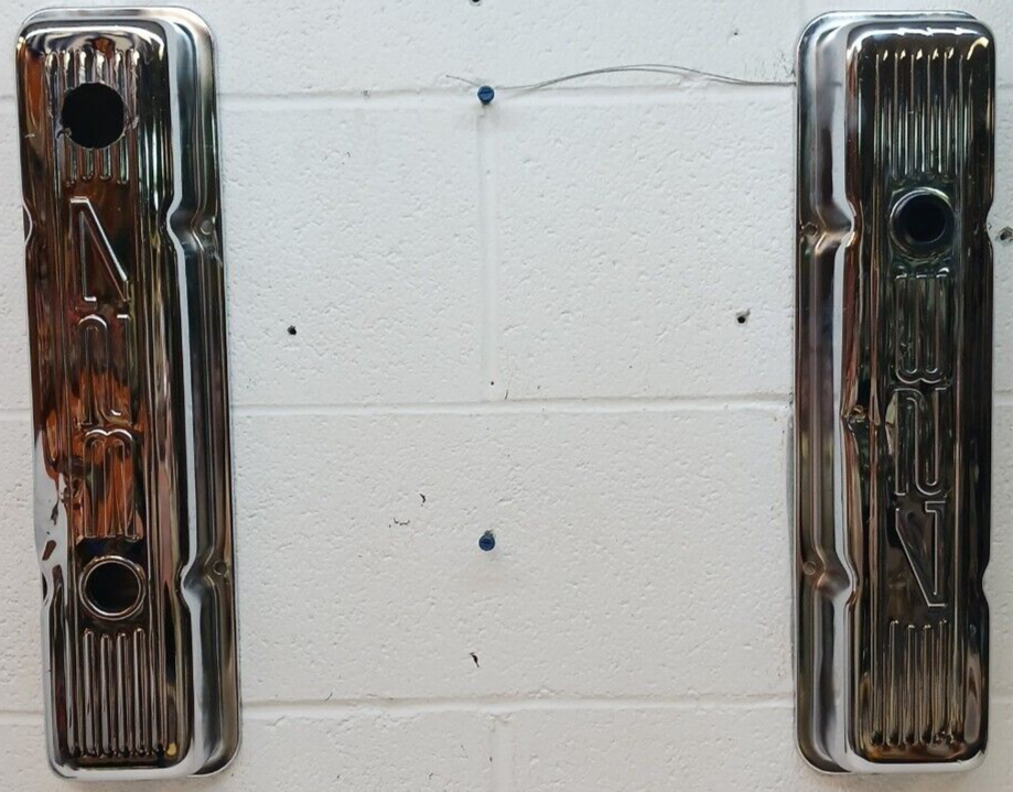 Used OEM RH+LH Set Chrome Valve Covers 1958-1986 Chevrolet 327 Engine ...