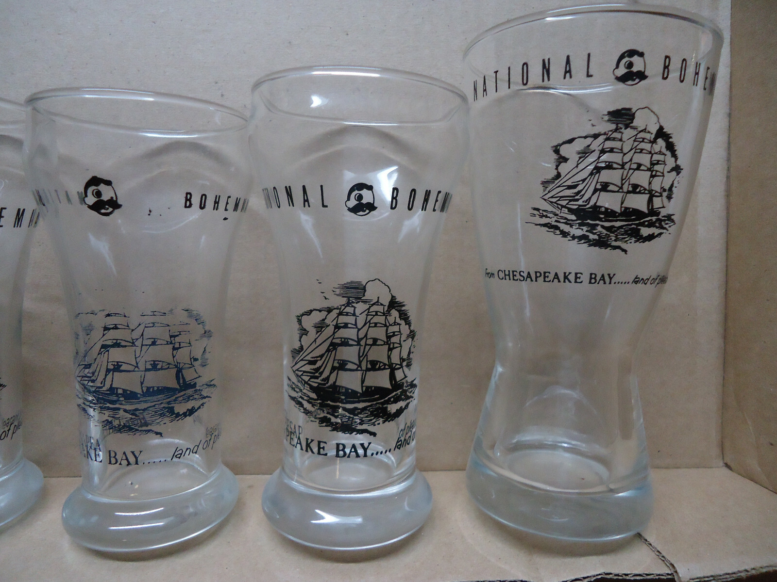 National Bohemian Beer set of 5 glasses Clipper Ship from Chesapeake ...