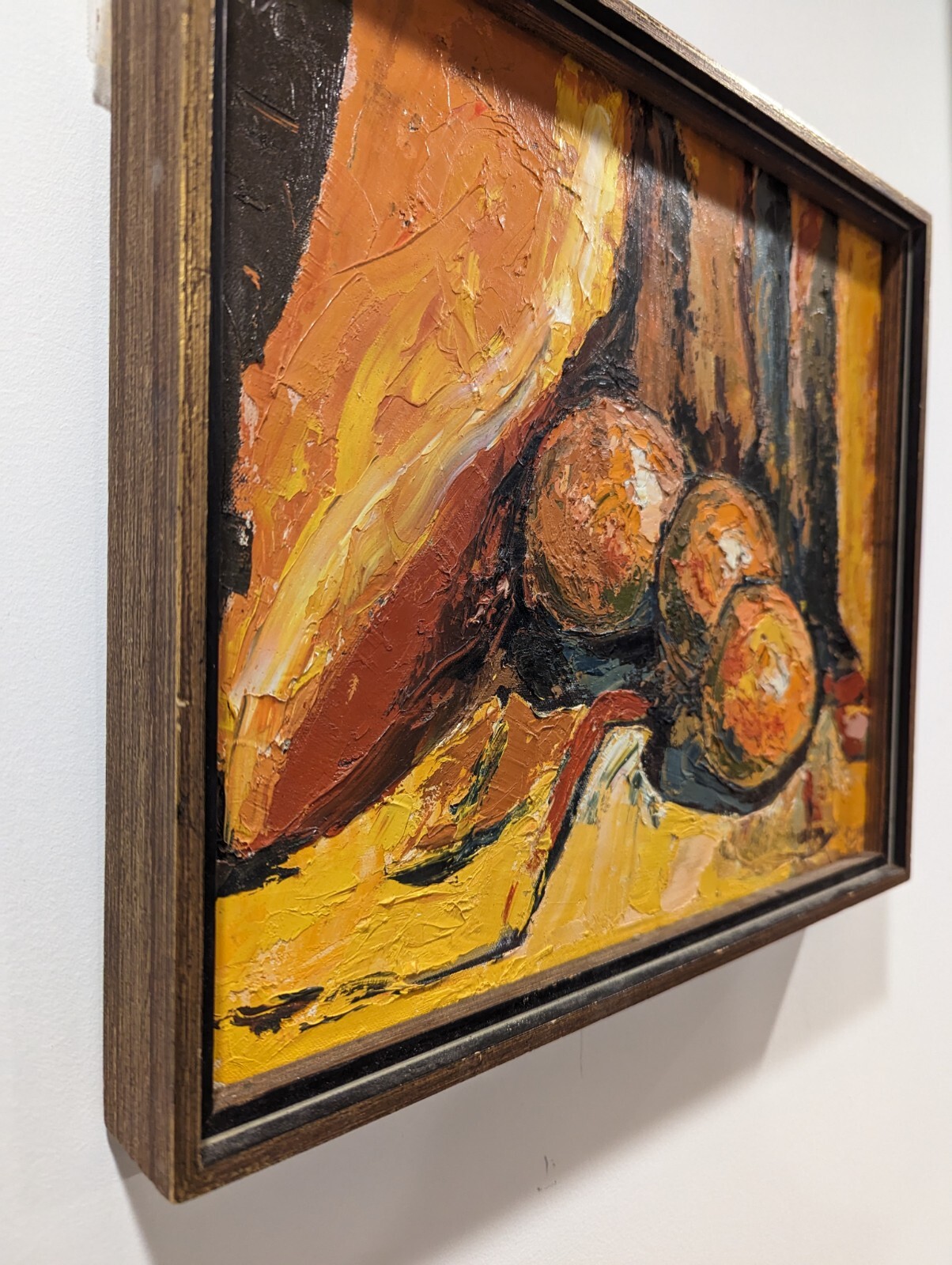 Vintage Modern Impressionist ORANGE Still Life oil painting impasto ...